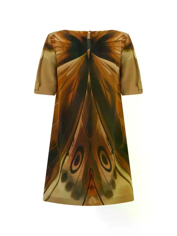 Alberta Ferretti Printed Short-sleeve Mini Dress - Brown