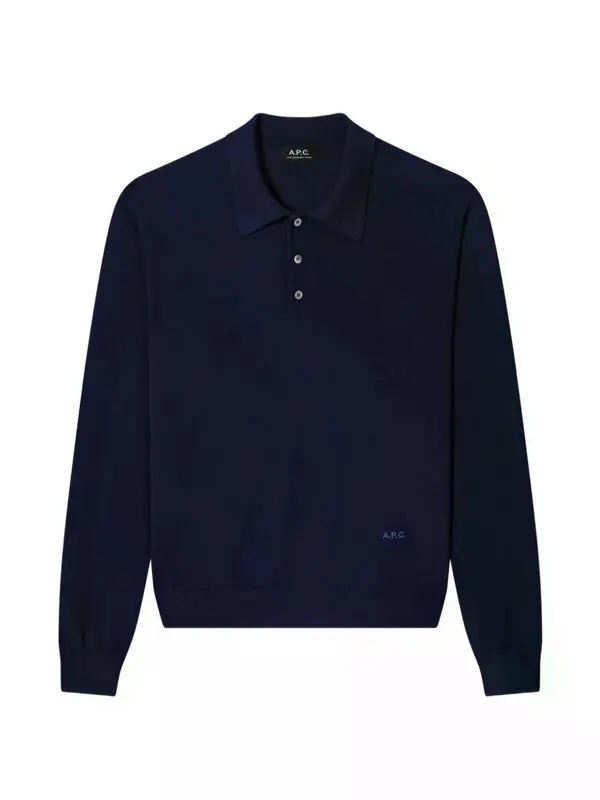 A.p.c. Logo-embroidered Long-sleeve Polo Shirt
