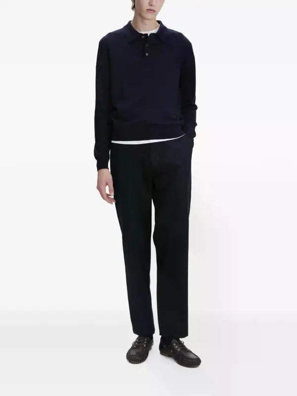 A.p.c. Logo-embroidered Long-sleeve Polo Shirt