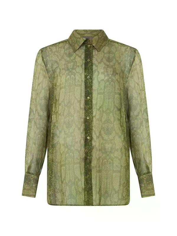 Alberta Ferretti Silk Snake-print Shirt - Green