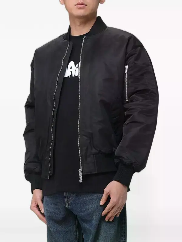 DISCLAIMER Logo Print Bomber Jacket