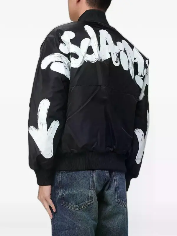 DISCLAIMER Logo Print Bomber Jacket