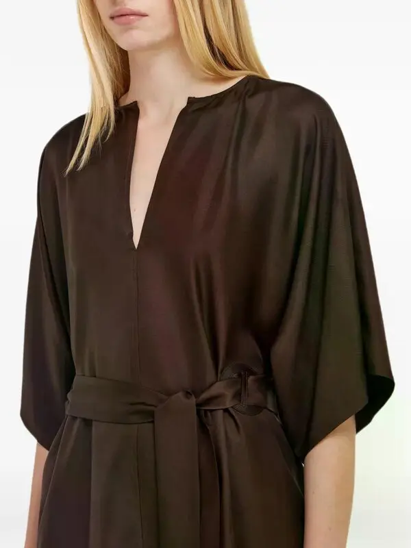 FERRAGAMO Silk Dress With Belted Waist And Pleated Detail