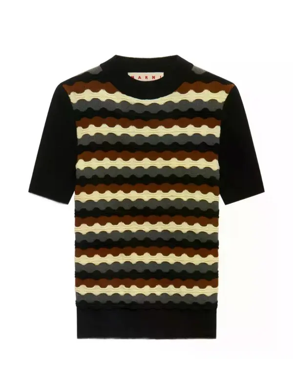 Marni Wool Jumper With 3d Wave Motif - Black