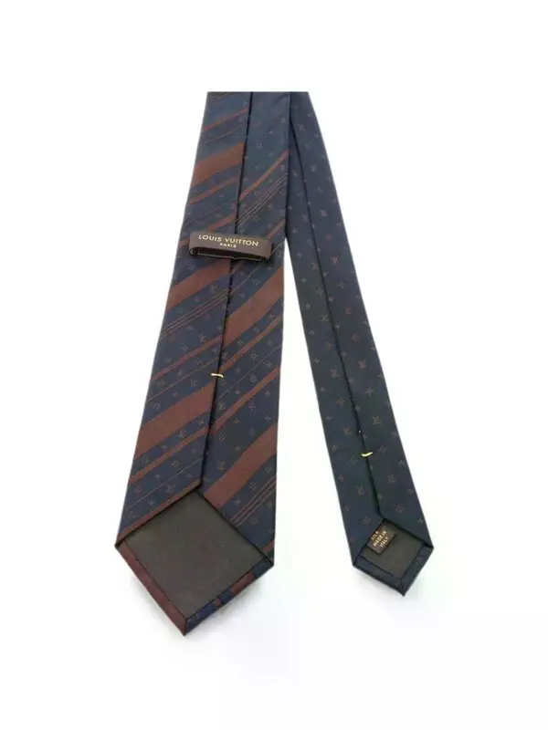 LOUIS VUITTON Monogram Striped Silk Neck Tie