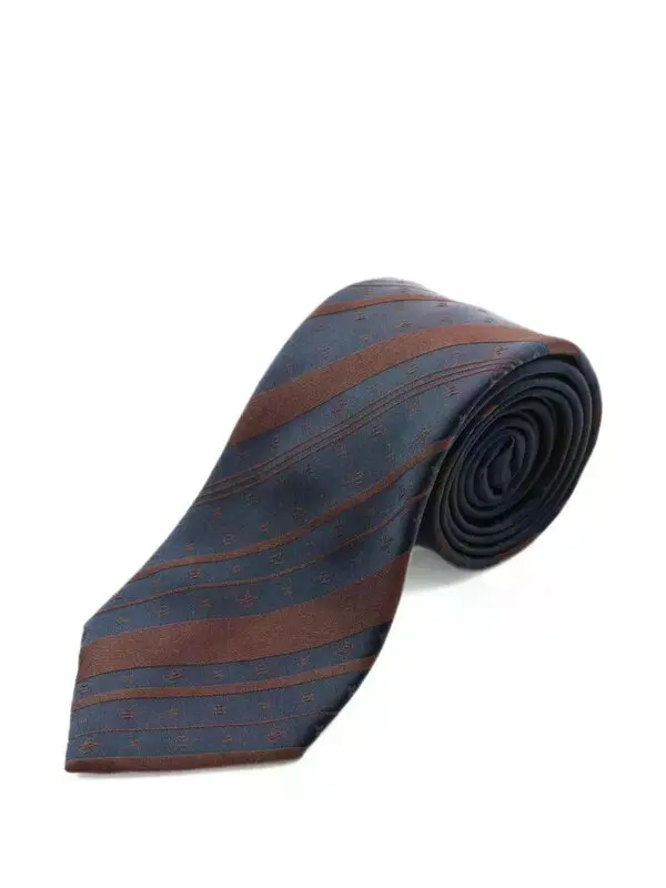 LOUIS VUITTON Monogram Striped Silk Neck Tie