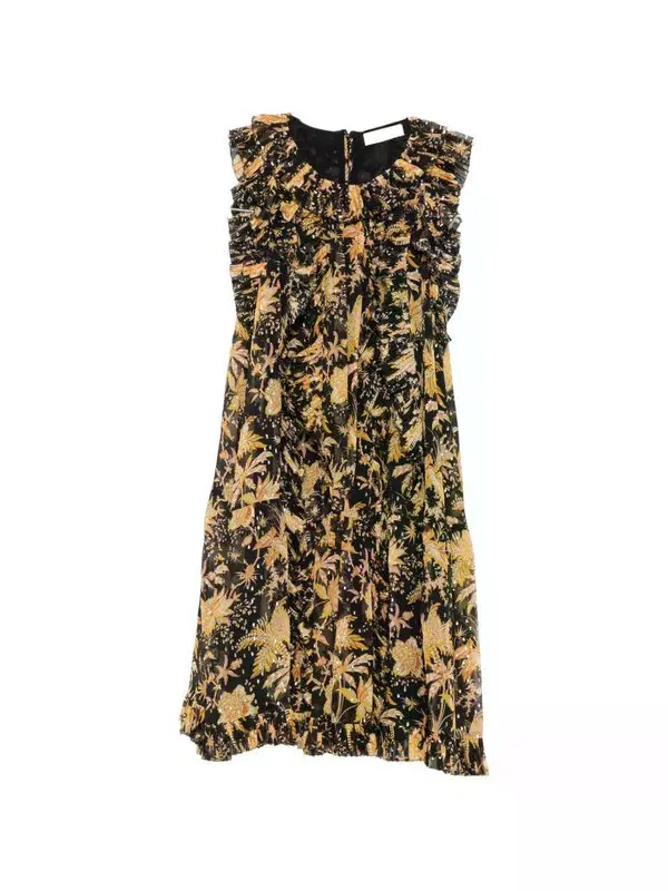 Ulla Johnson Signe Cascading Floral-print Ruffled Mini Dress - Black