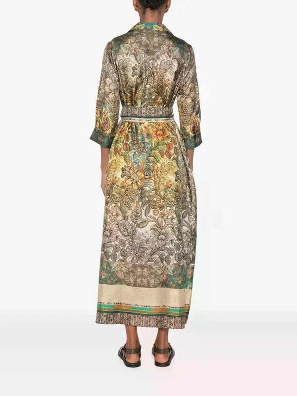 PIERRE-LOUIS MASCIA Khaki Green Floral Print Dress