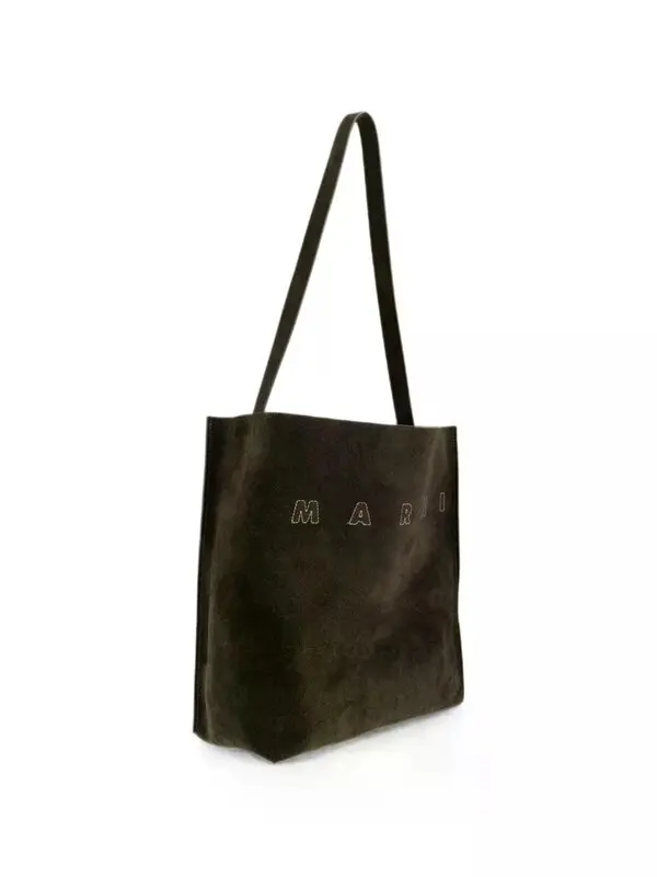 Marni Museo Logo-embroidered Suede Tote Bag