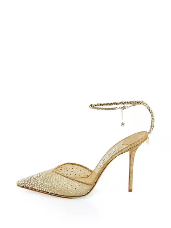 JIMMY CHOO Saeda Crystal-embellished Stiletto Pumps - Gold