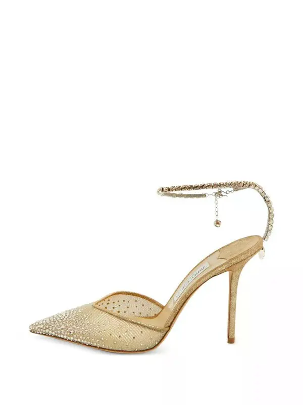 JIMMY CHOO Saeda Crystal-embellished Stiletto Pumps - Gold