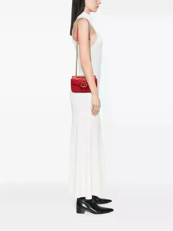 Gucci Small Gg Marmont Matelassé Calfskin Shoulder Bag - Red