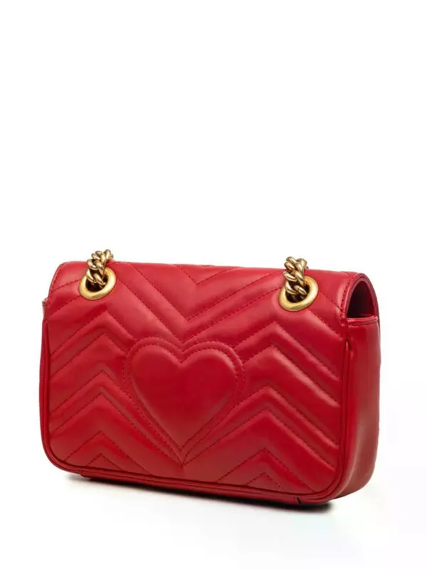 Gucci Small Gg Marmont Matelassé Calfskin Shoulder Bag - Red