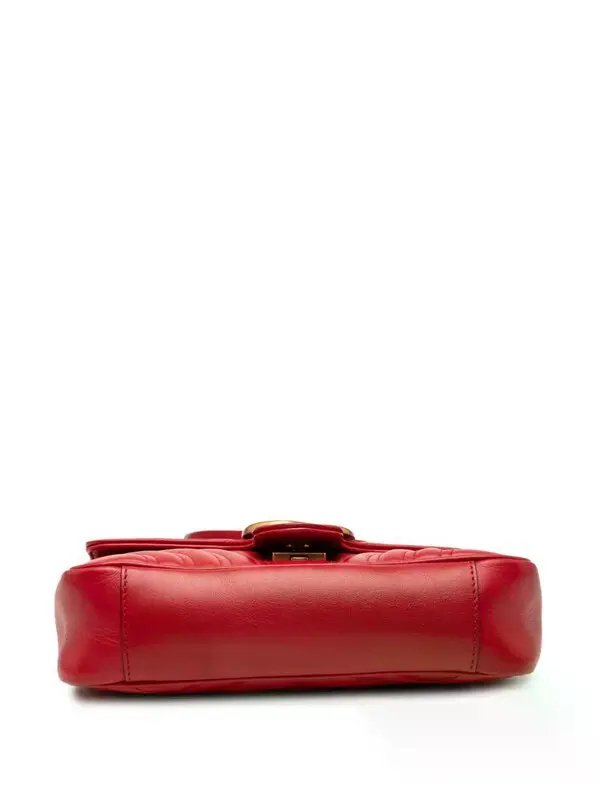 Gucci Small Gg Marmont Matelassé Calfskin Shoulder Bag - Red
