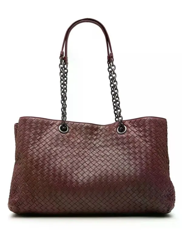 Bottega Veneta Large Nappa Intrecciato Double Chain Tote Bag - Red
