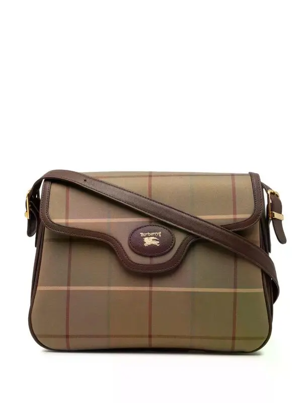 Burberry Vintage Check Canvas Flap Shoulder Bag - Brown