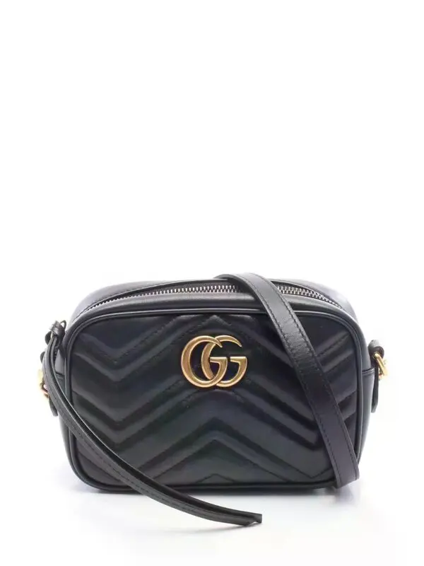 Gucci Mini Gg Marmont Matelassé Leather Crossbody Bag - Black