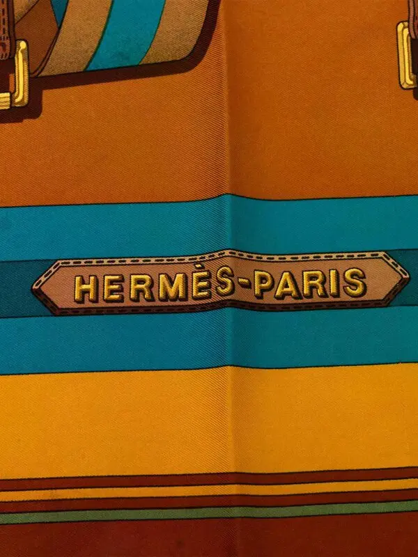 Hermès 1980-1990 Les Sangles Silk Scarf 90 Scarves