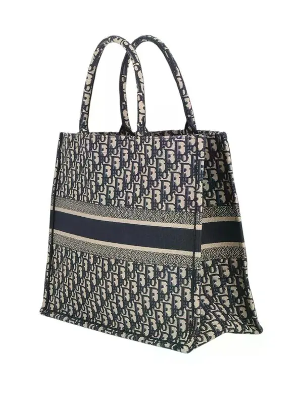 Dior Large Oblique Embroidered Canvas Book Tote Bag