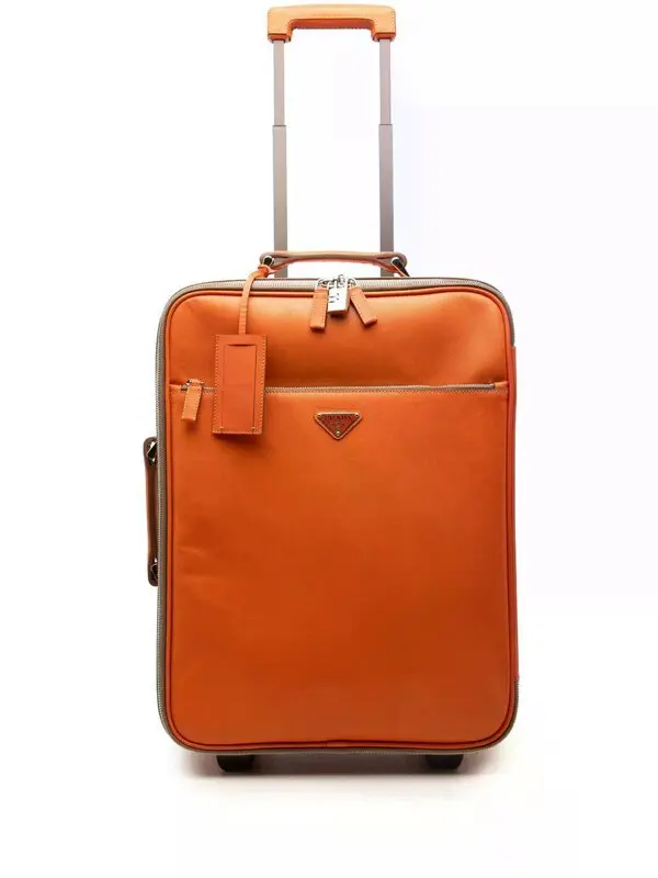 Prada Saffiano Leather Carry-on Trolley Suitcase - Orange
