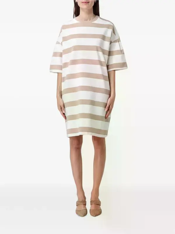 Max Mara Striped Short-sleeve Midi Dress