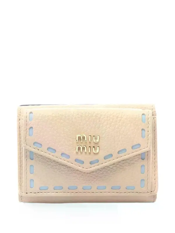 Miu Miu 2020s Vitello Phenix Trifold Wallet - Neutrals