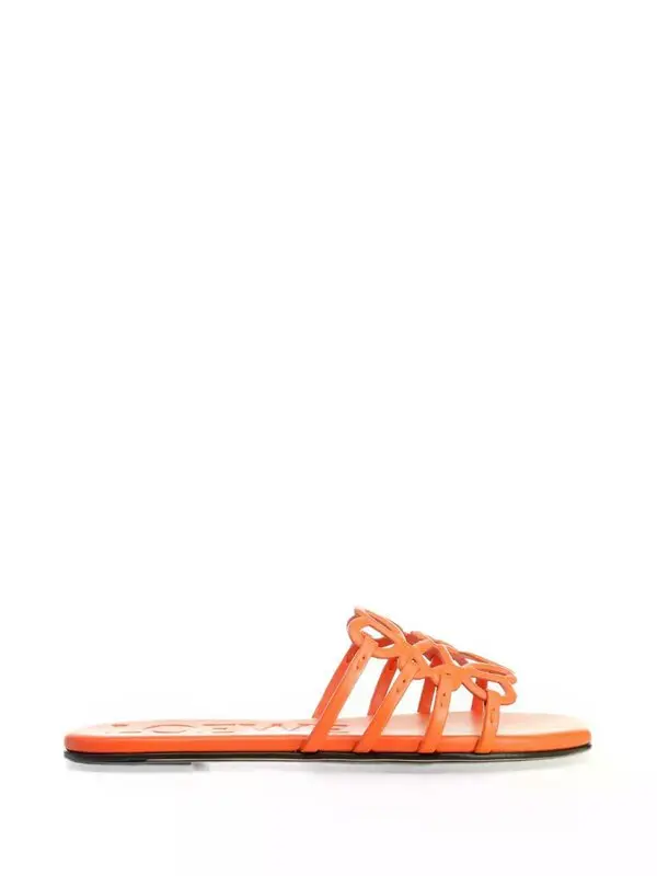 Loewe Petal Anagram Leather Flat Sandals - Orange