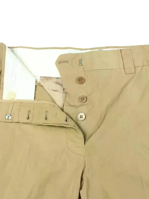 Miu Miu Beige Cotton Poplin Logo Embroidered Shorts