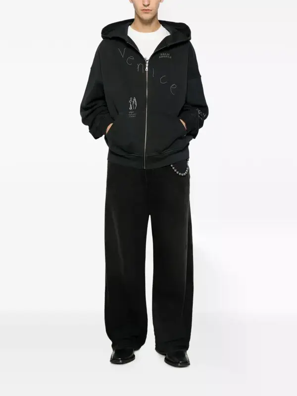 Palm Angels Graphic Print Zip-up Hoodie