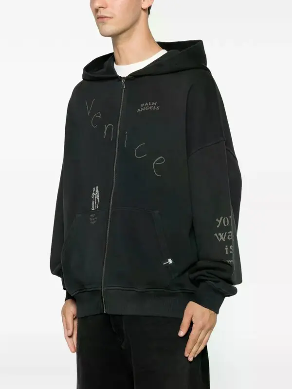Palm Angels Graphic Print Zip-up Hoodie