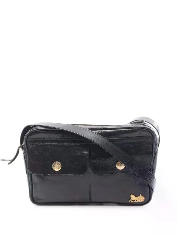 Celine 2000s Grained Leather Carriage Cross Body Bag - Black