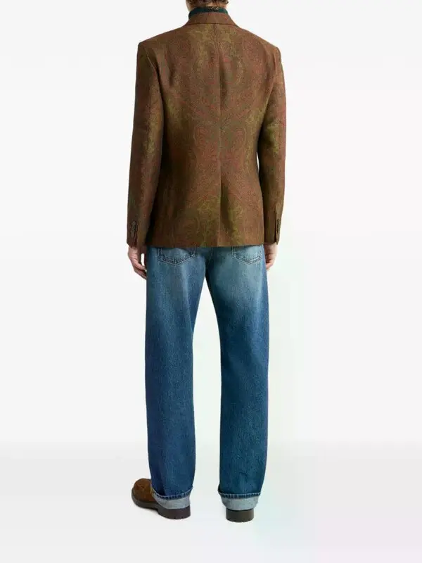 Etro Double-breasted Wool-blend Jacquard Jacket With Paisley Motif