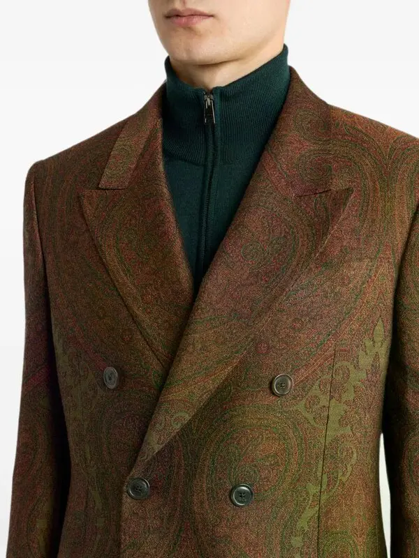 Etro Double-breasted Wool-blend Jacquard Jacket With Paisley Motif