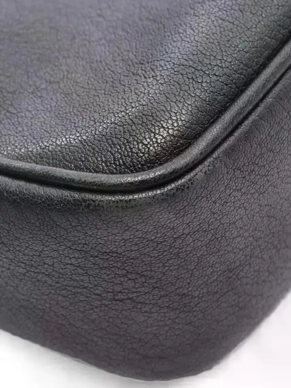 Saint Laurent Leather Grained Monogram Shoulder Bag - Black