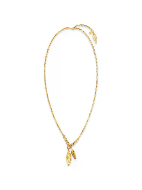Chloé Pearl-embellished Leaf-pendant Necklace - Gold