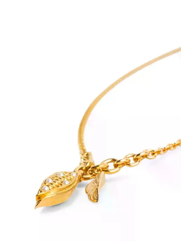 Chloé Pearl-embellished Leaf-pendant Necklace - Gold
