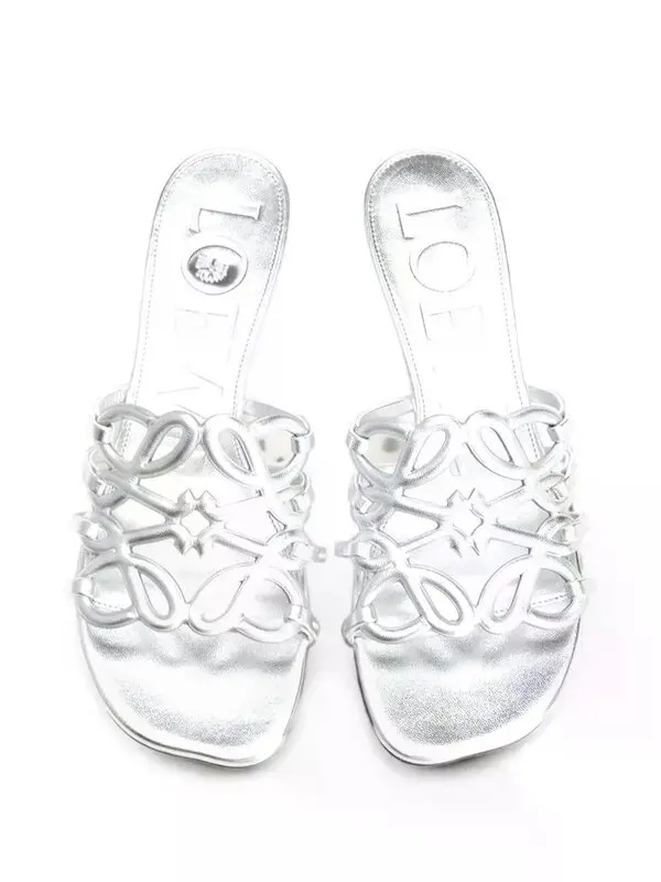 Loewe Anagram Petal Leather Heeled Sandals