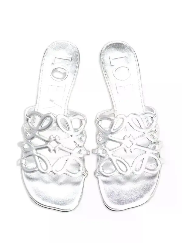 Loewe Anagram Petal Leather Heeled Sandals