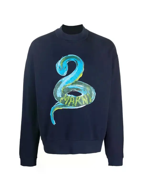 Marni Python-print Sweatshirt - Blue
