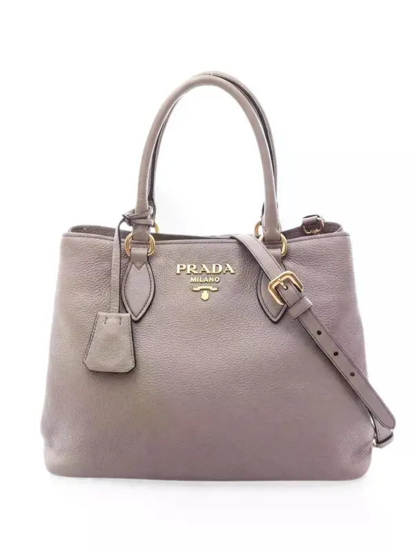 Prada Vitello Daino Leather Tote Bag - Grey