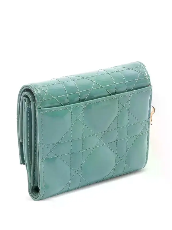 Dior 2010s Lady Lotus Trifold Wallet - Green