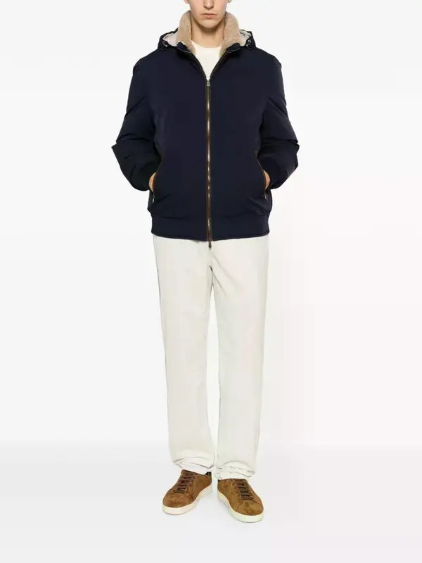 Brunello Cucinelli Shearling Collar Hooded Jacket