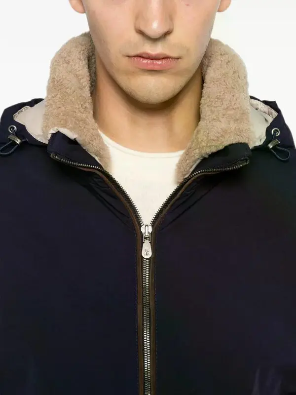 Brunello Cucinelli Shearling Collar Hooded Jacket