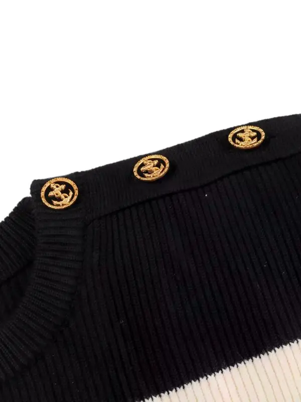 LOUIS VUITTON 2010s Striped Button-detail Sweater