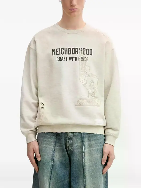 NEIGHBORHOOD Distressed Graphic-print Sweater