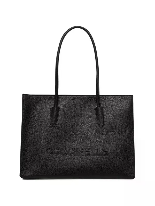 COCCINELLE Grained Leather Tote Bag - Black