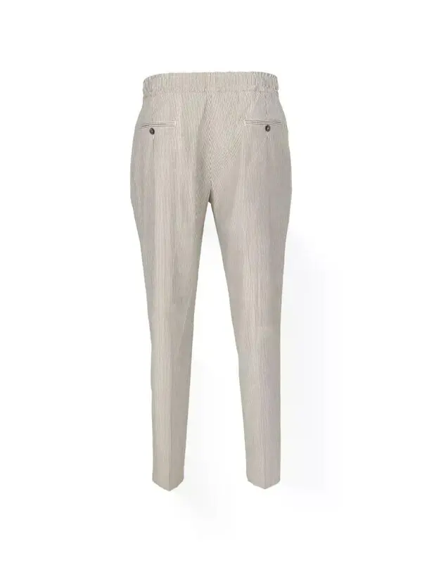 Isaia Vertical Stripe Drawstring Trousers - Neutrals