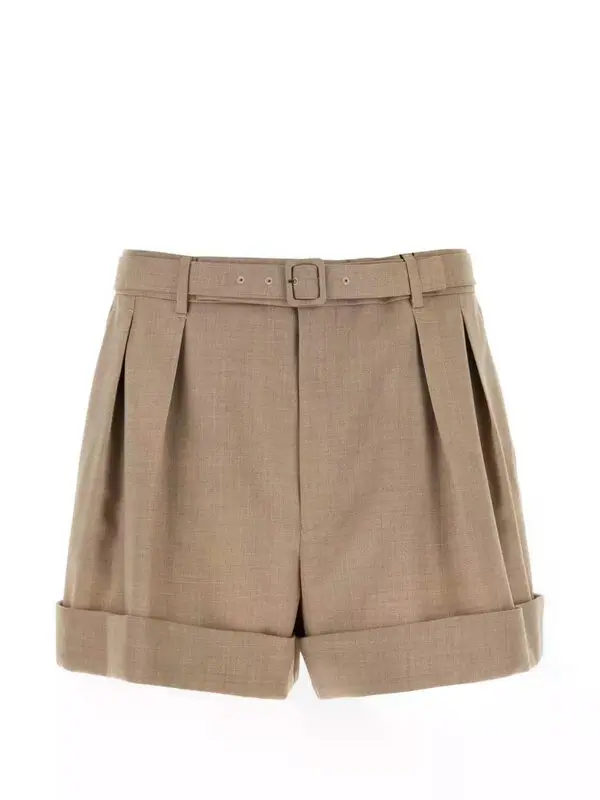 Saint Laurent Belted Wool Bermuda Shorts