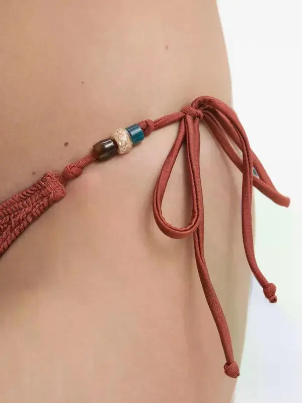 Bond Eye Embellished Crinkled Bikini Bottoms
