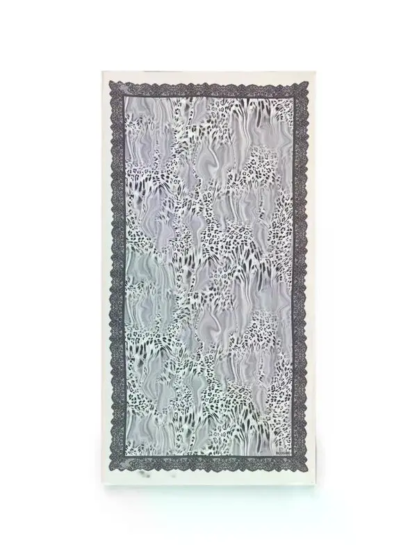 BLUGIRL Leopard-print Lace-trim Scarf - Grey